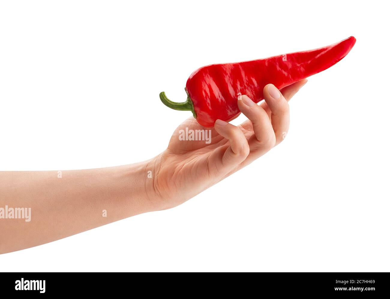 long pepper in hand path isolated on white Stock Photo - Alamy