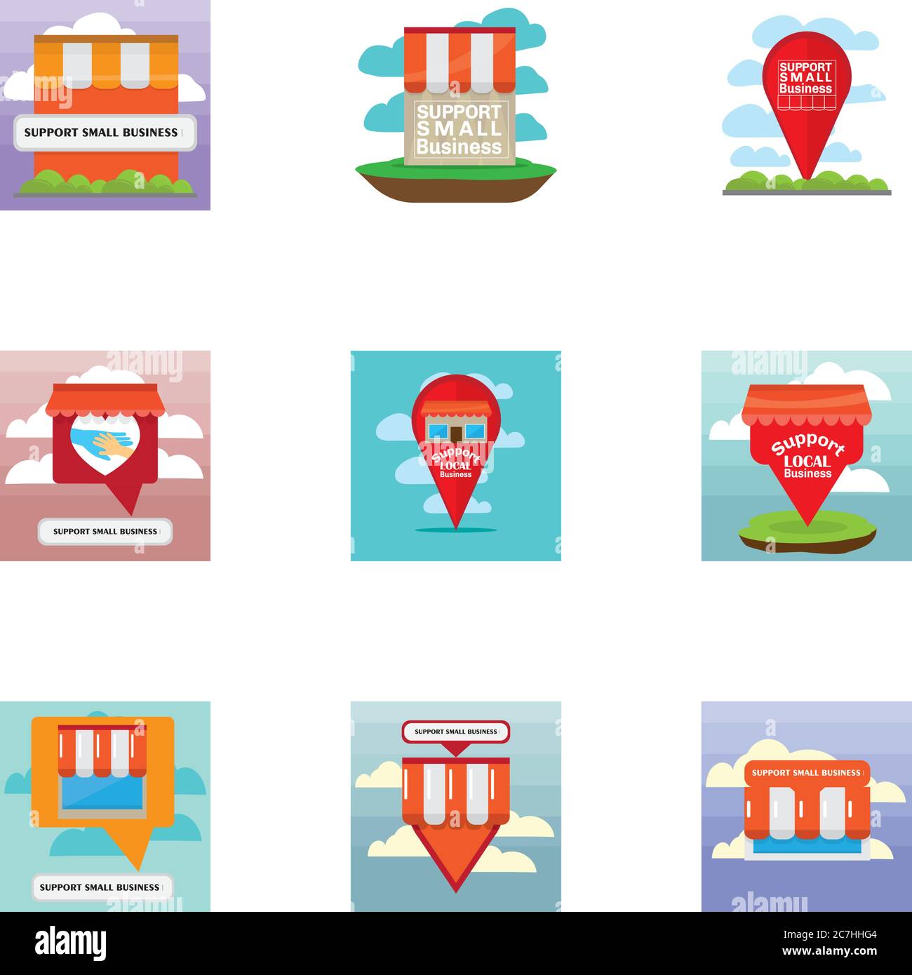 Support local shop small. Local market - Vector Stock Vector Image ...
