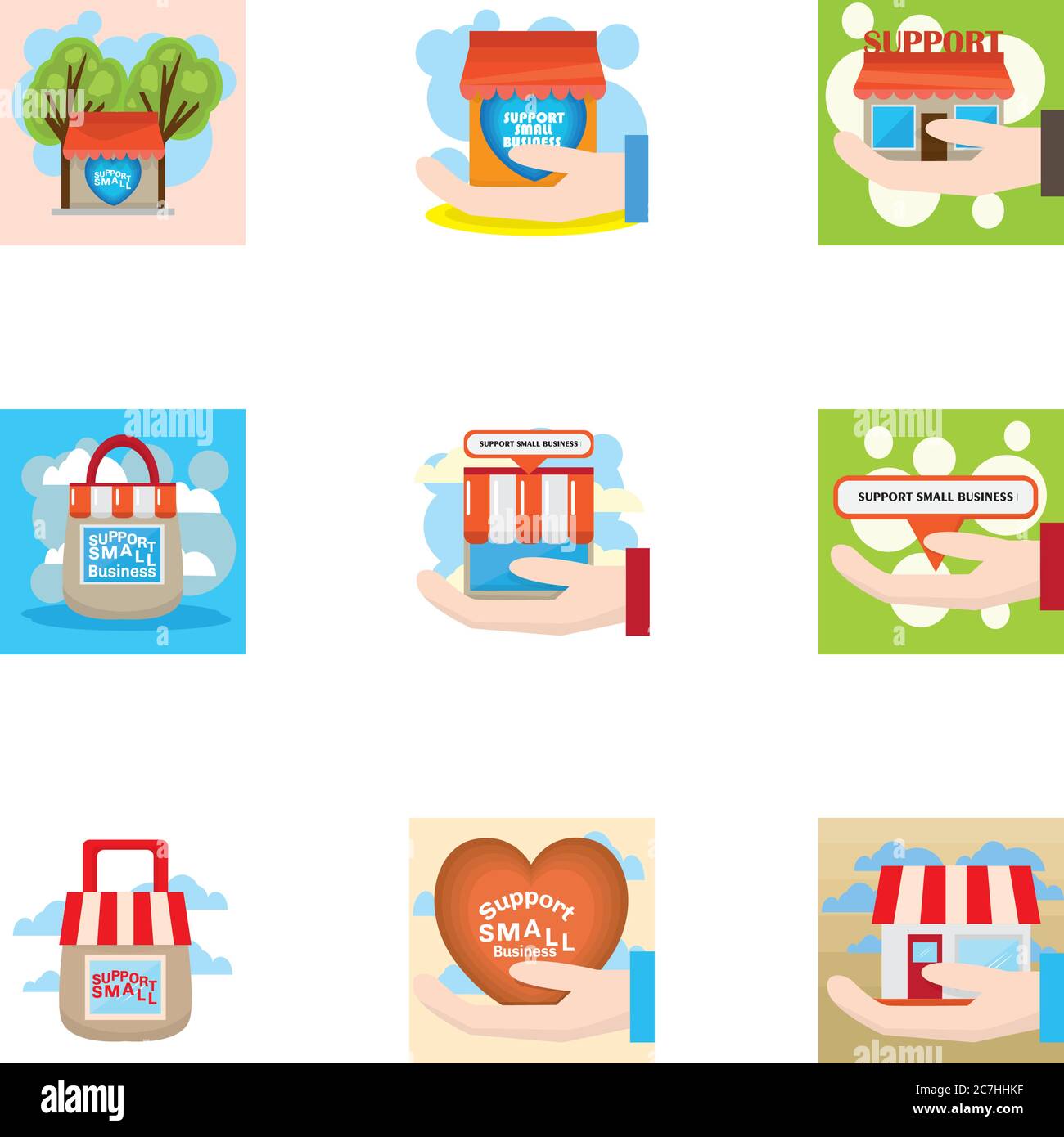 Support local shop small. Local market - Vector Stock Vector Image ...