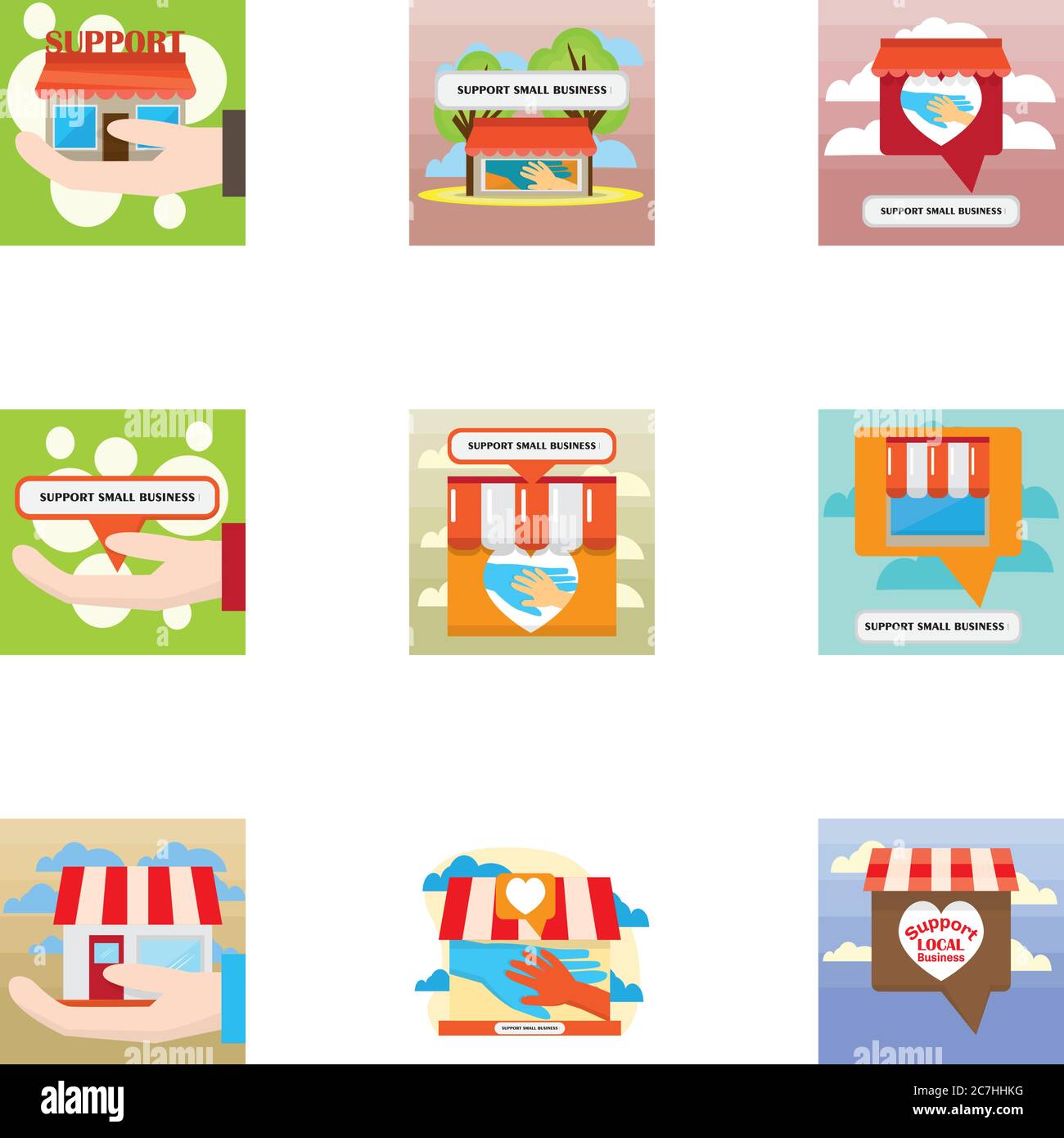 Support local shop small. Local market - Vector Stock Vector Image ...