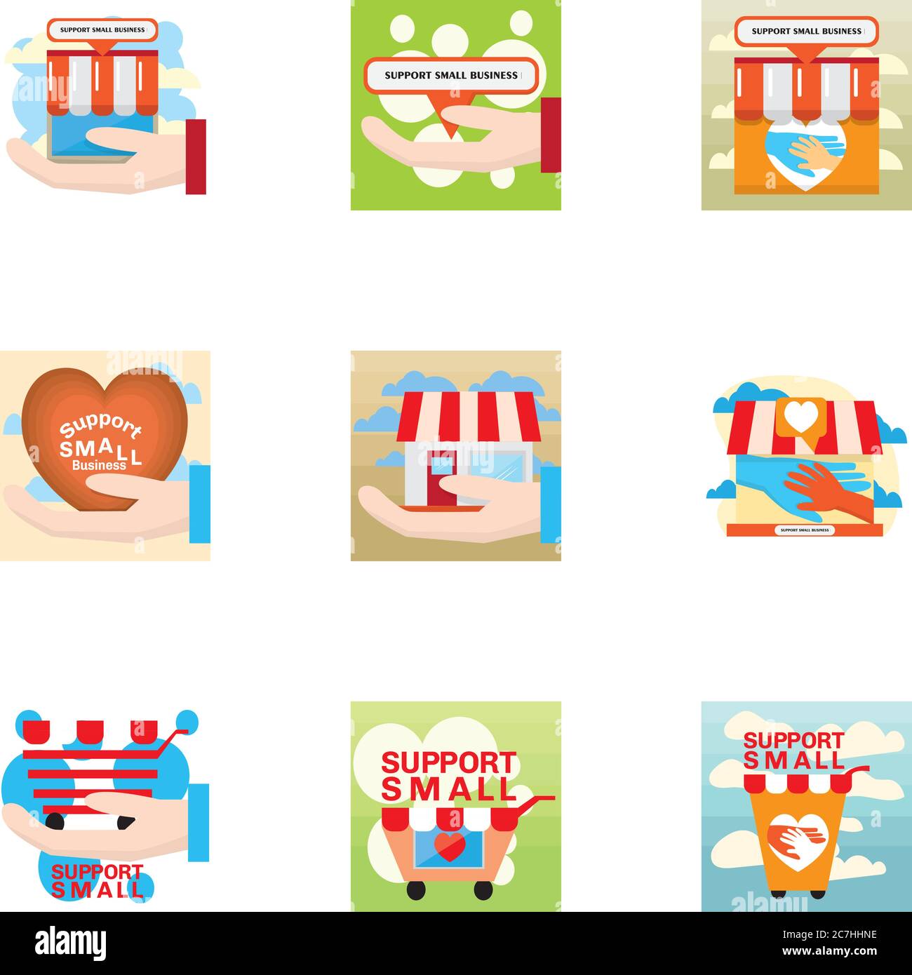 Support local shop small. Local market - Vector Stock Vector Image ...