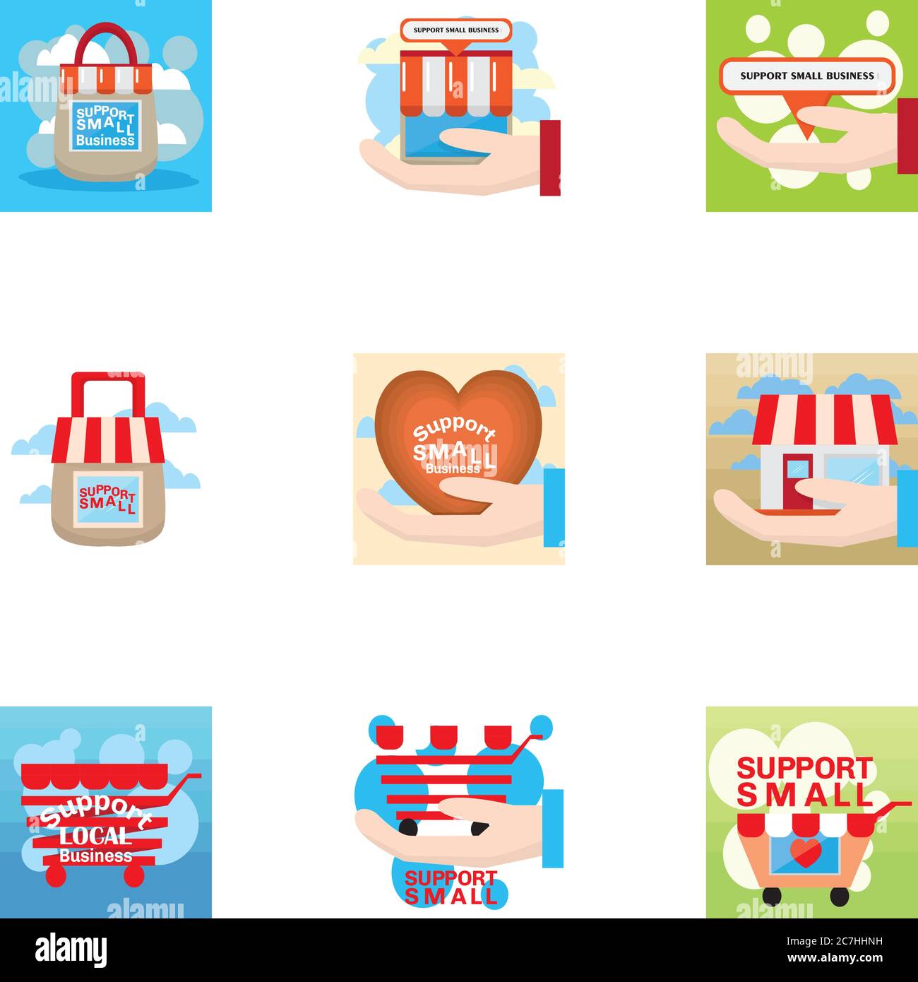 Support local shop small. Local market - Vector Stock Vector Image ...