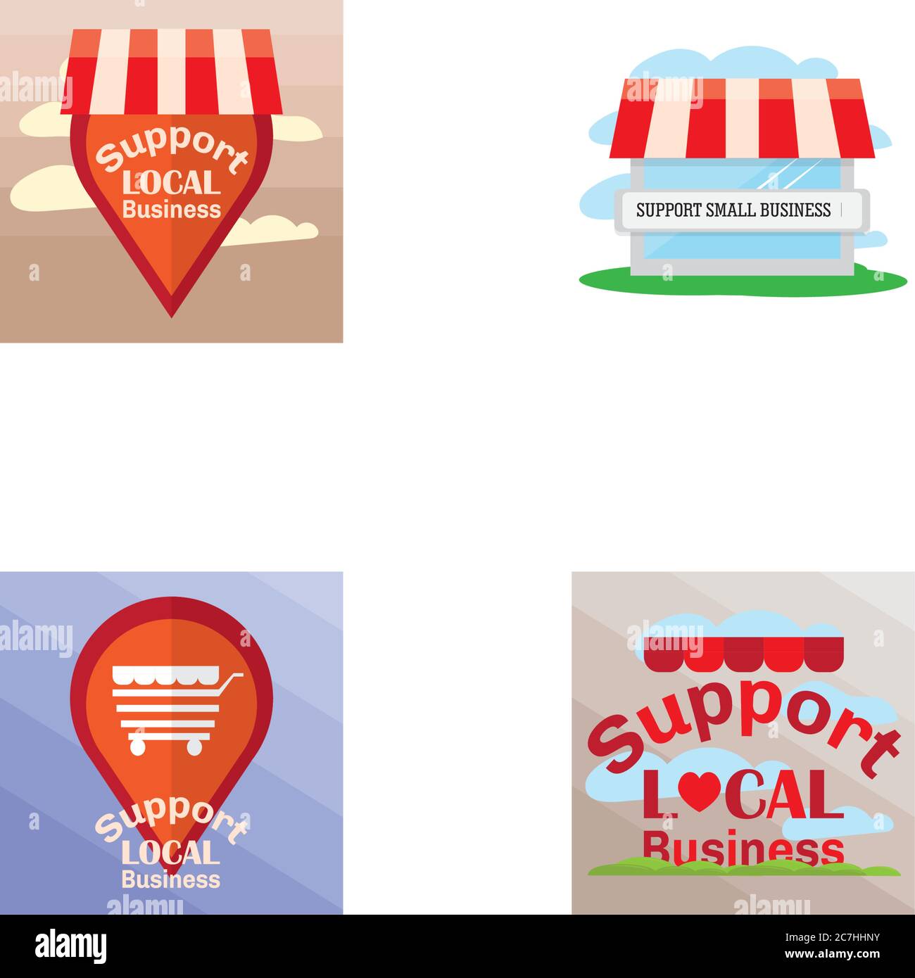 Support local shop small. Local market - Vector Stock Vector Image ...
