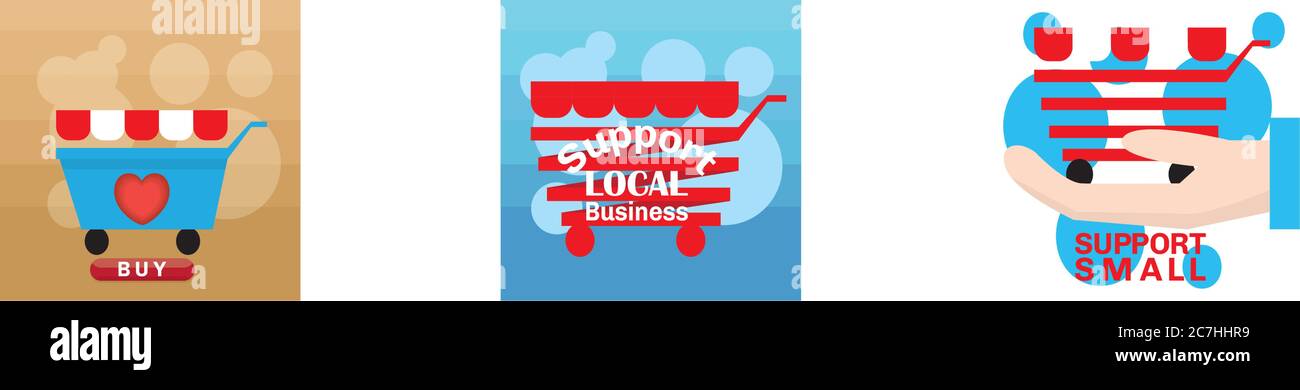 Online shopping image. Support local shop. Shopping cart - Vector ...