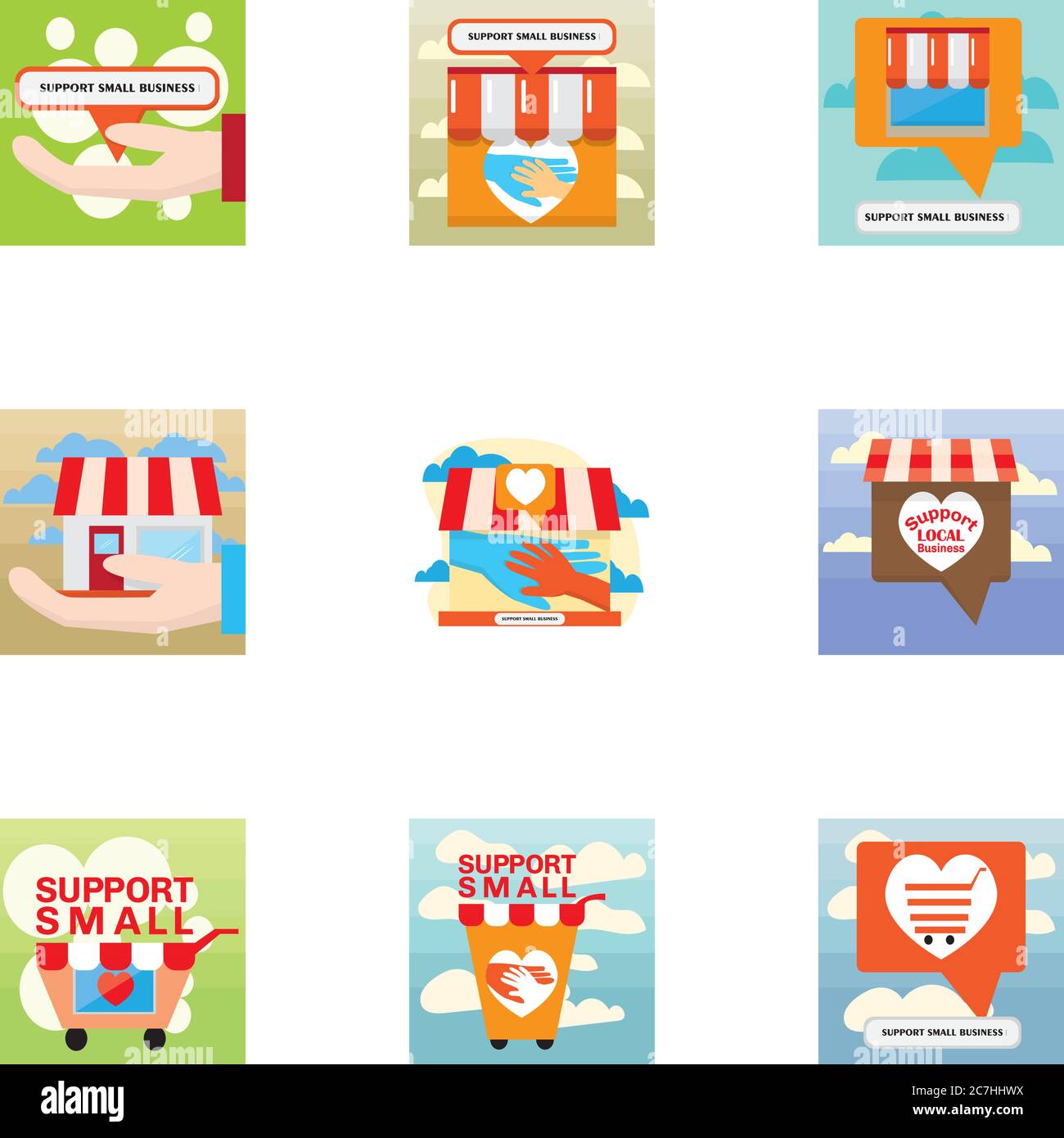 Support local shop small. Local market - Vector Stock Vector Image ...