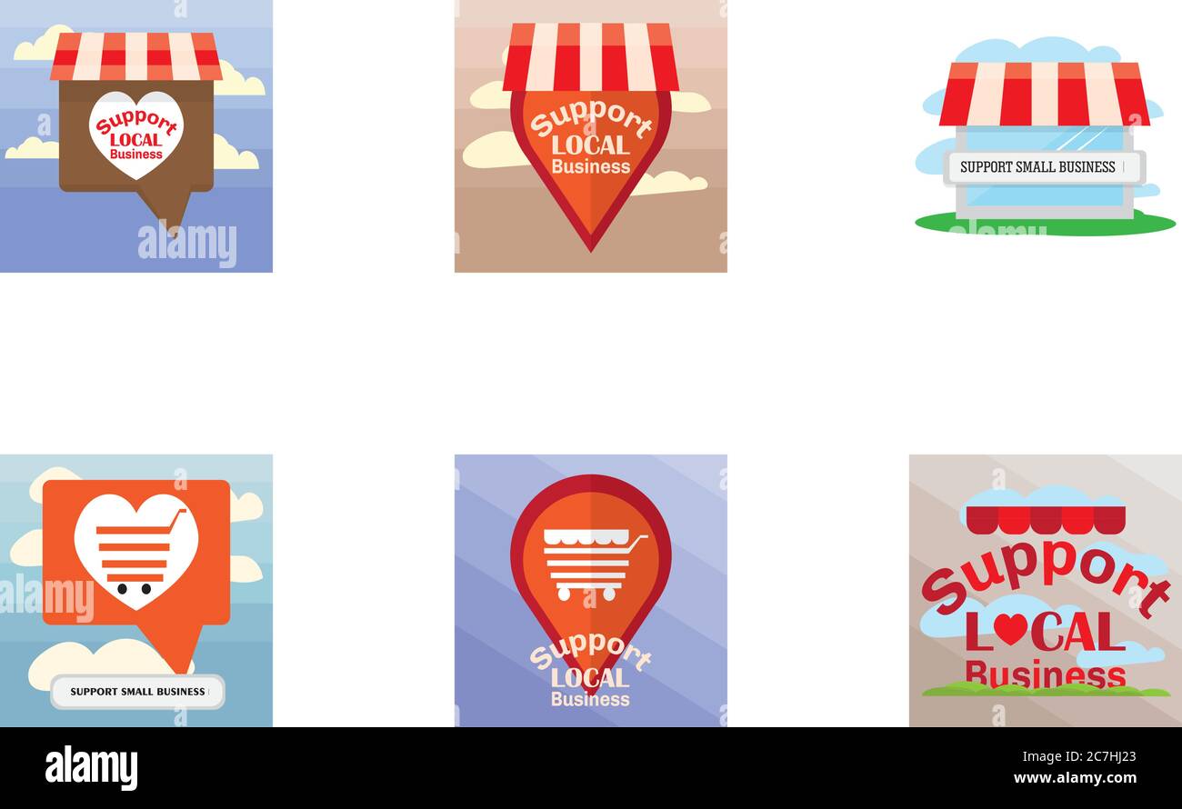 Support local shop small. Local market - Vector Stock Vector Image ...