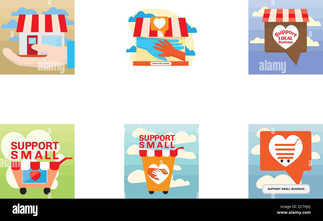 Support local shop small. Local market - Vector Stock Vector Image ...