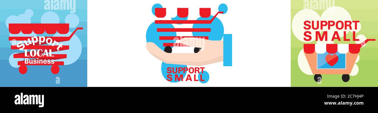 Support local shop small. Local market - Vector Stock Vector Image ...