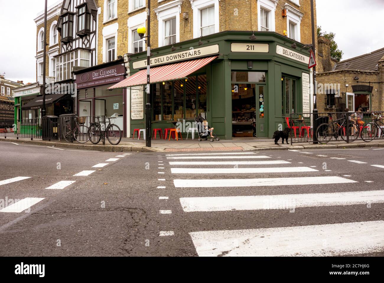 London England - August 20 2015; Pedestrian crossing marks the way ...