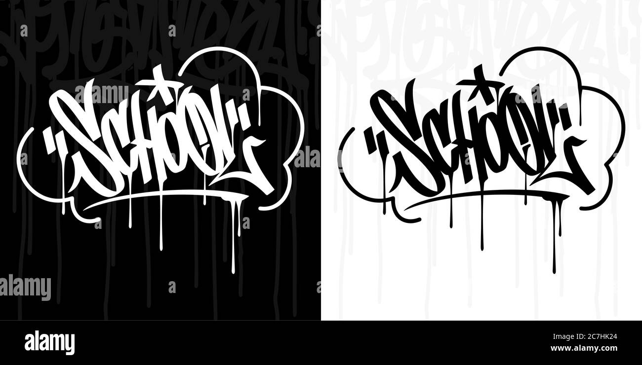 Abstract Hip Hop Hand Written Graffiti Style Word School Vector ...