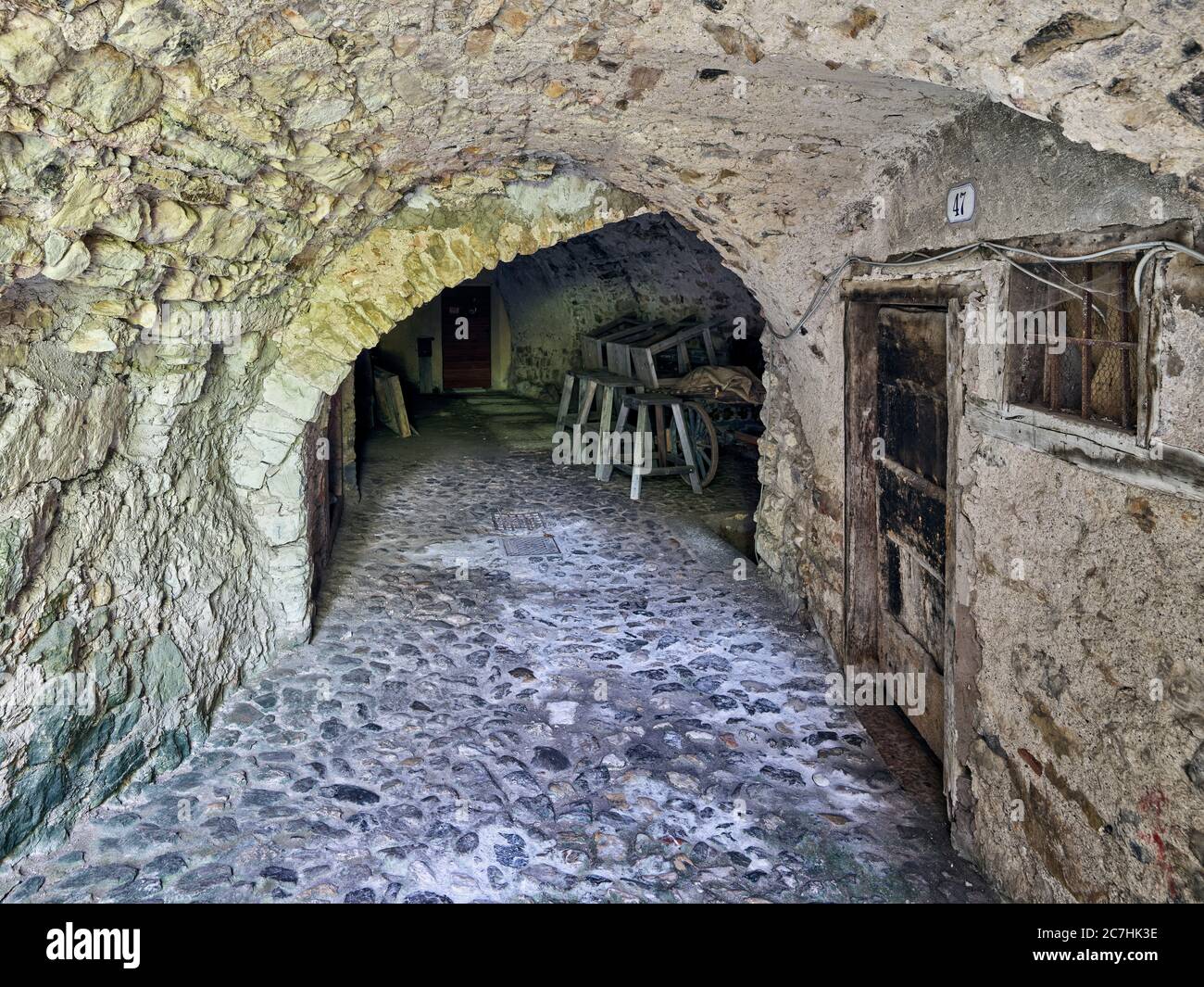 Stone walls, stone houses, Middle Ages, passage, gate, rocks ...