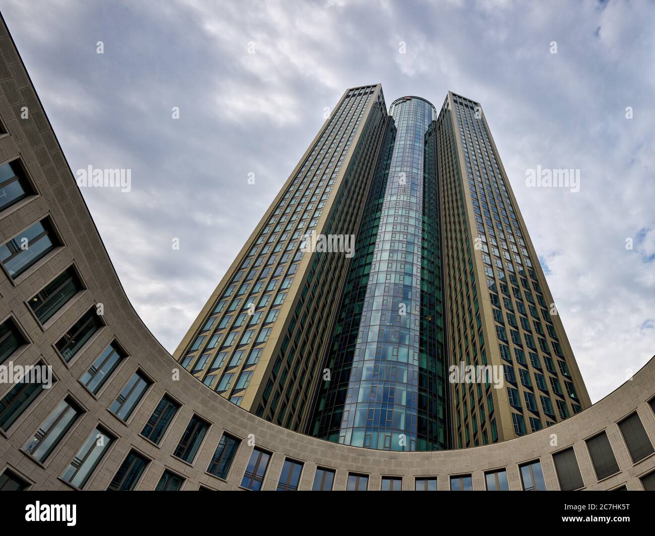 Skyscraper, high-rise, office building, caree, window facade, clouds ...