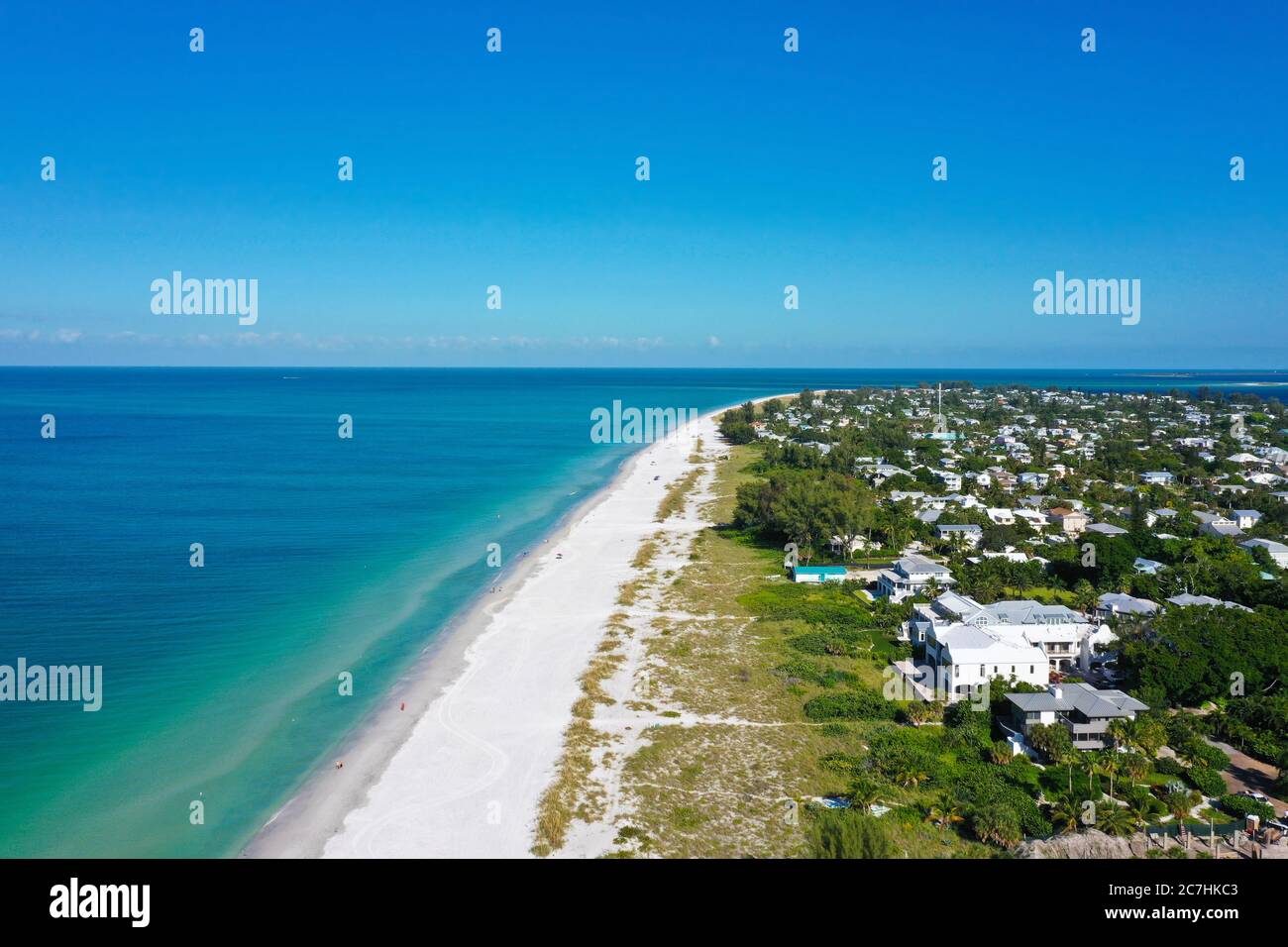 An Aerial View of the Beautiful White Sand Beach on Anna Maria Island ...