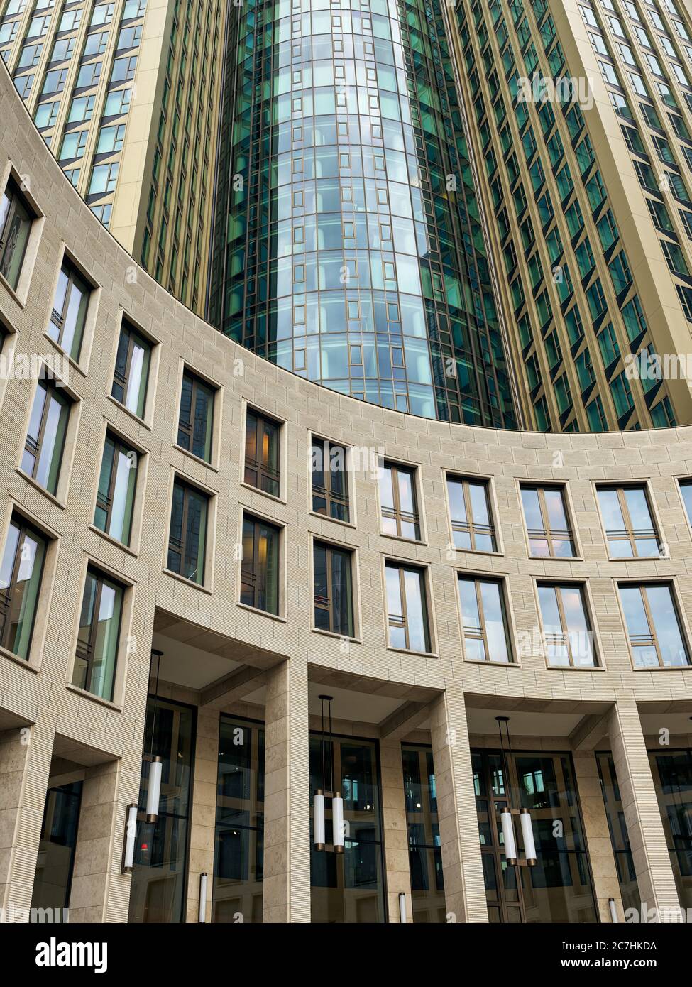 Skyscraper, high-rise, office building, caree, window facade, clouds ...