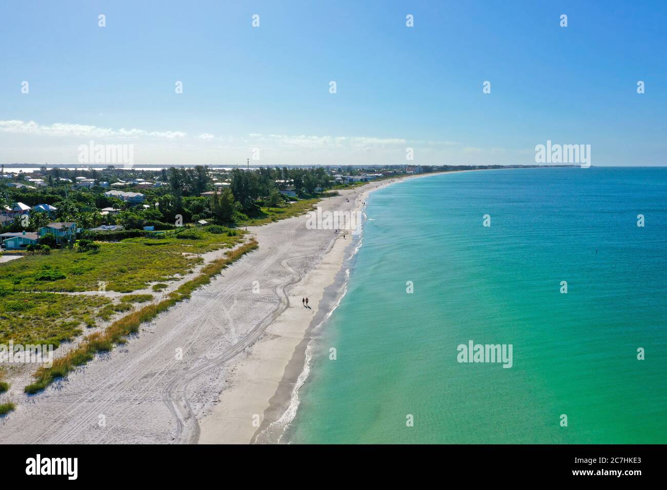 An Aerial View of the Beautiful White Sand Beach on Anna Maria Island ...