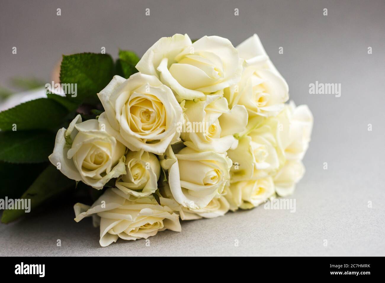 Beautiful white roses on a light background Stock Photo - Alamy