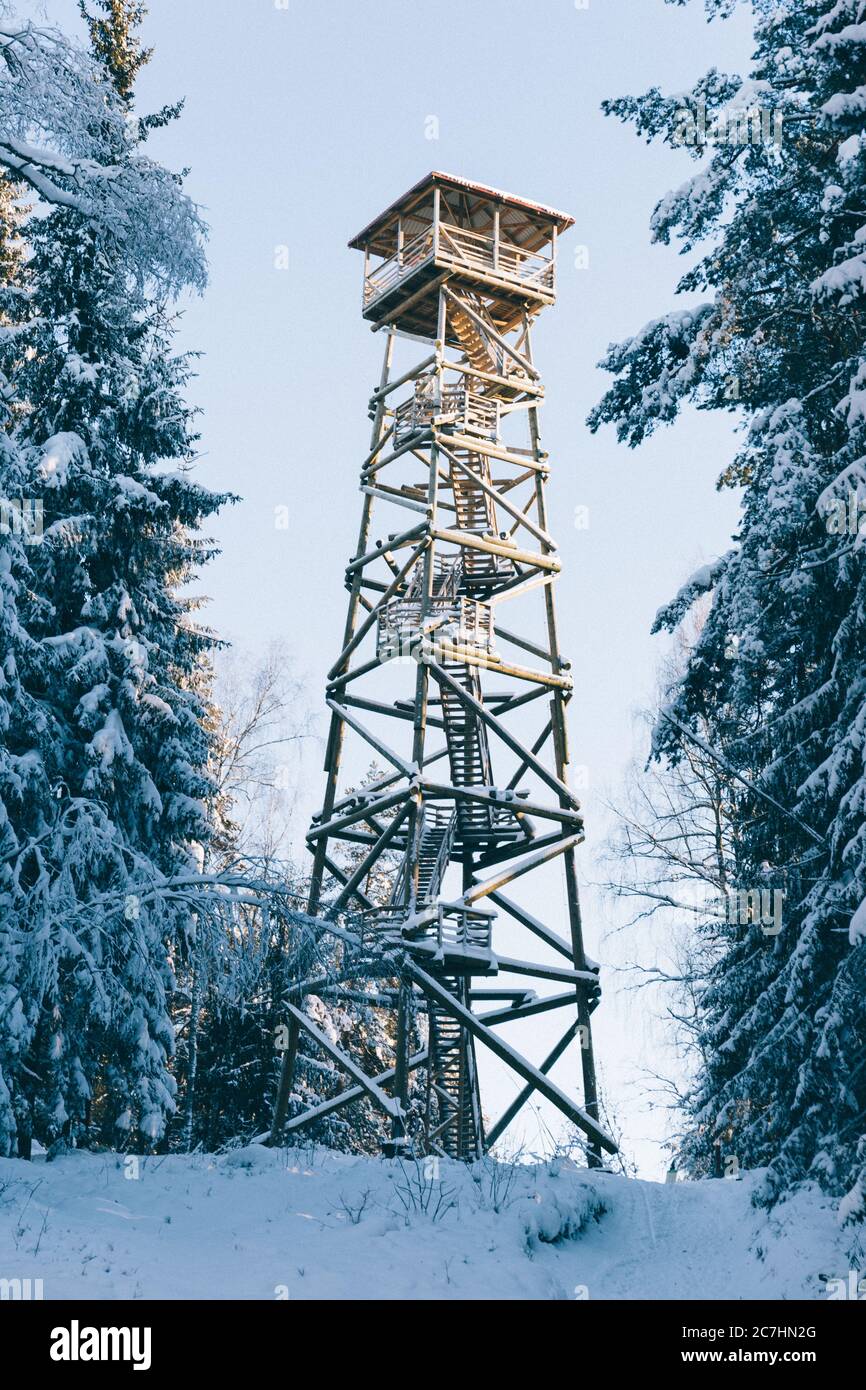 Vertical shot wooden watchtower hi-res stock photography and images - Alamy