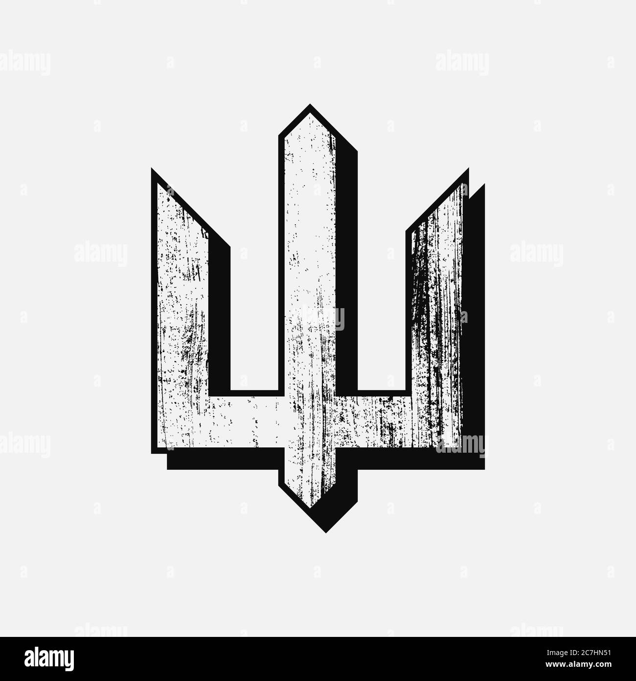 Textured icon of Trident symbol. Tryzub 3d sign Stock Vector Image ...