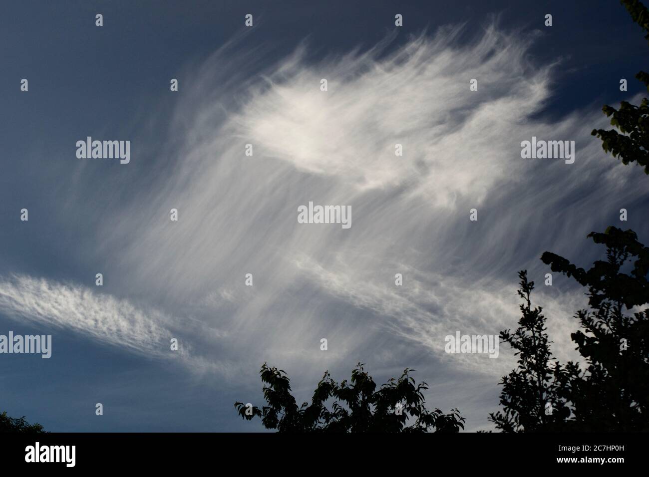 Cirrus Clouds on a Fine Summer Evening. Devon, UK Stock Photo - Alamy