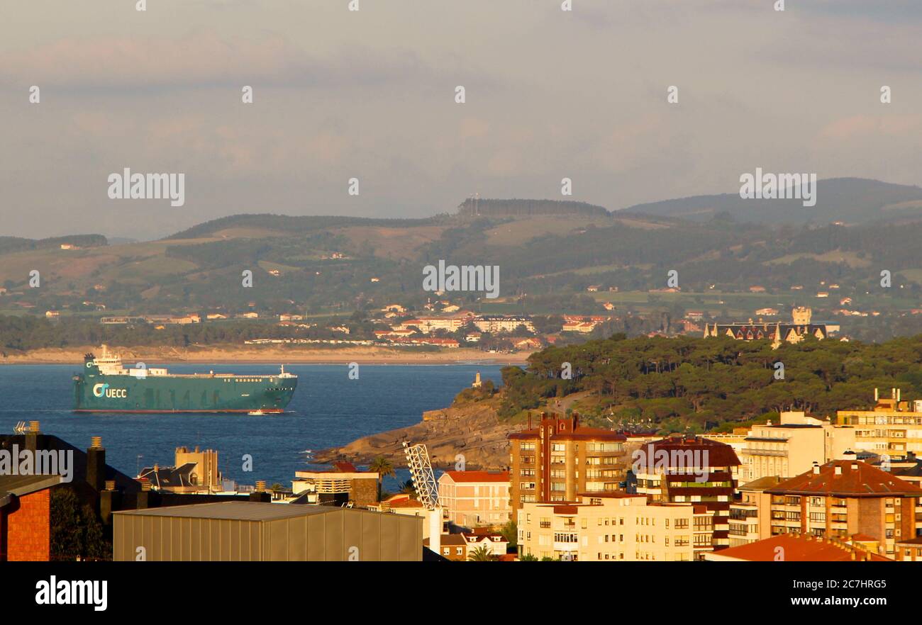 Evening sunlight view of the dual fuelled ecologically sustainable PCTC ...