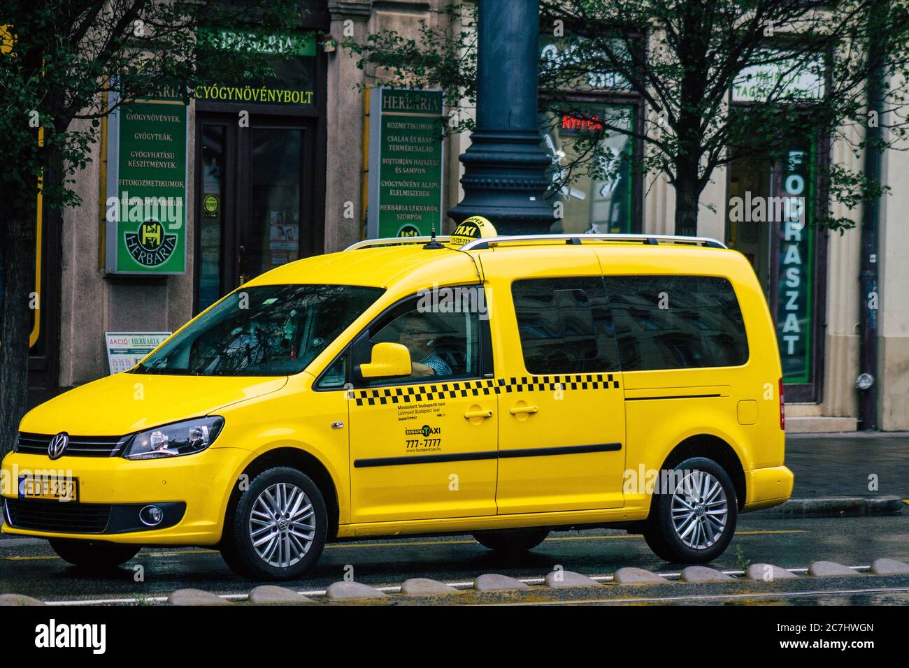 Budapest Hungary july 17, 2020 View of a traditional yellow Hungarian ...