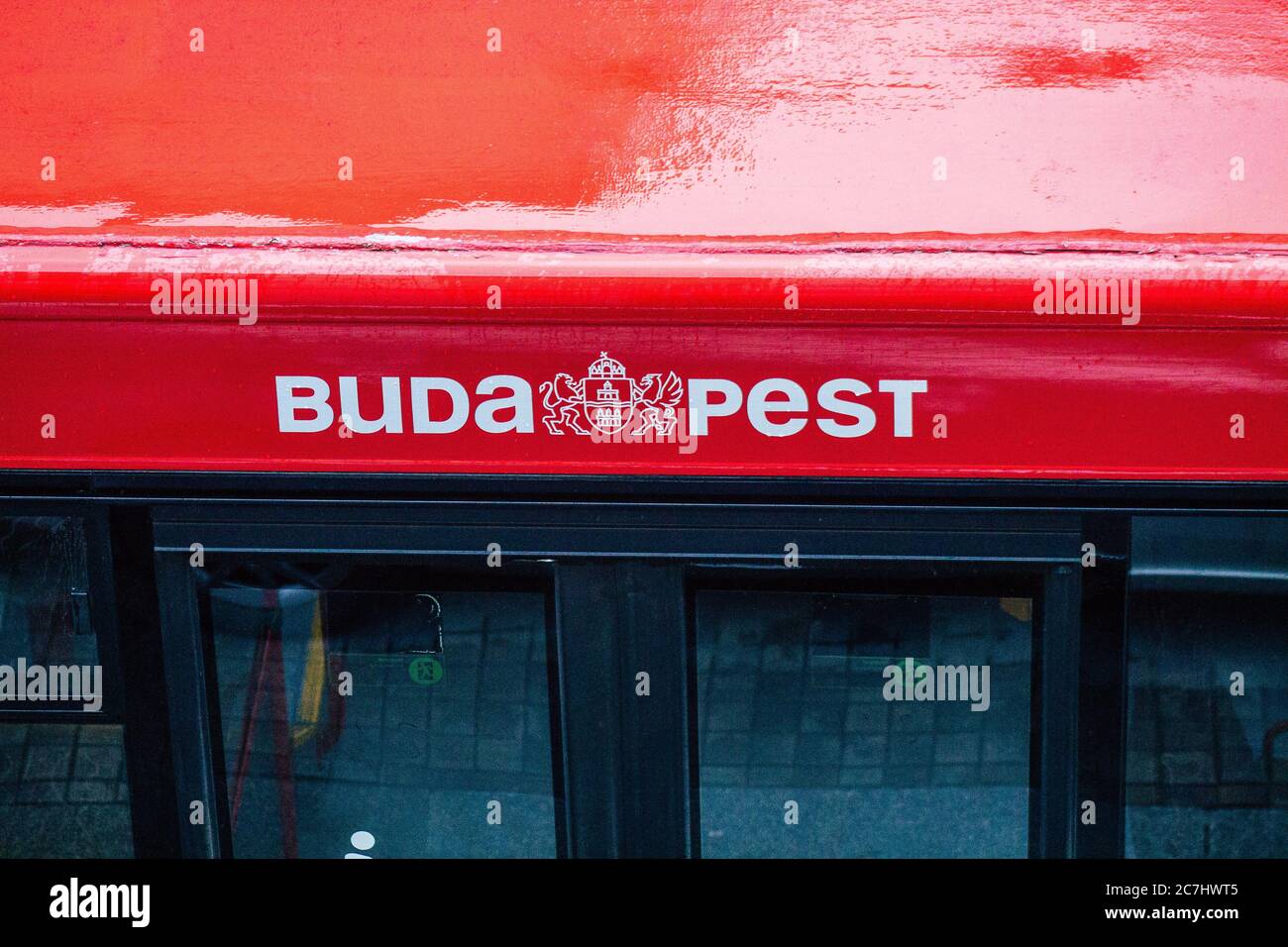 Budapest Hungary july 17, 2020 View of a traditional Hungarian red ...