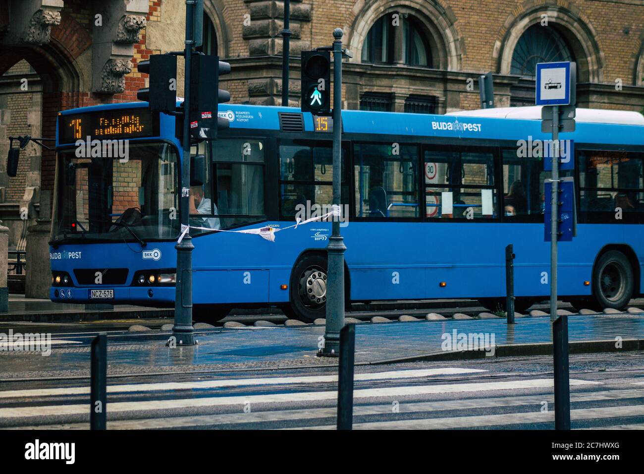 Budapest Hungary july 17, 2020 View of a traditional Hungarian city bus ...