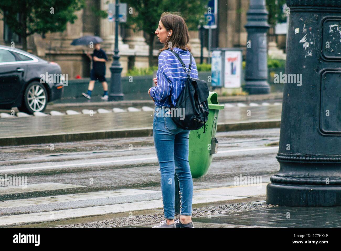 Budapest Hungary july 17, 2020 View of unidentified pedestrians walking ...