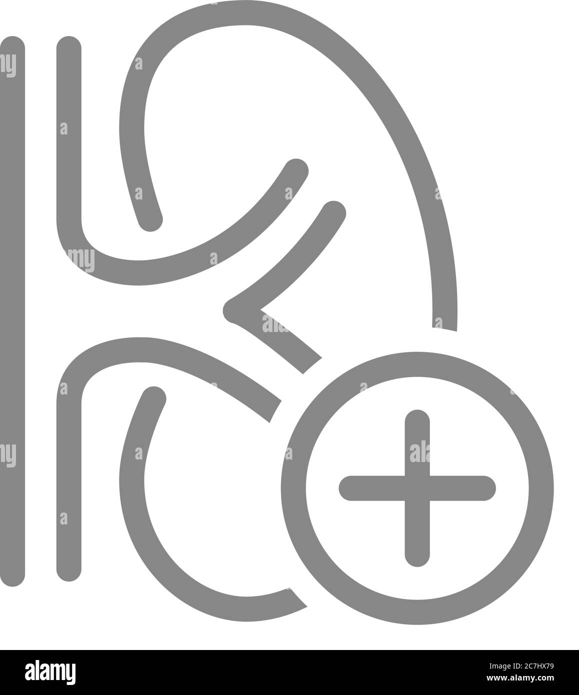 Kidney with plus line icon. Filtering blood organ symbol Stock Vector ...