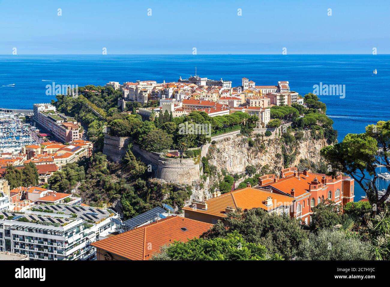 Panoramic view of prince's palace in Monte Carlo in a summer day ...