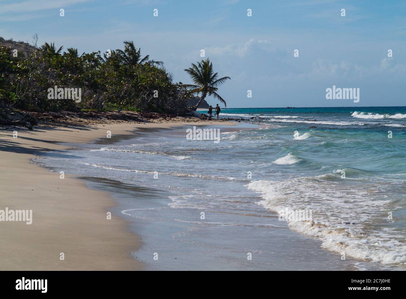 A wide shot of Zoni Beach in Culebra, Puerto Rico with the Caribbean ...