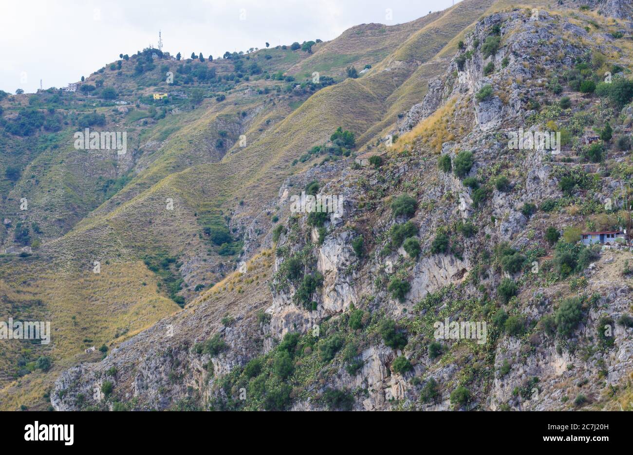 View of the hilly part of Sicily Stock Photo - Alamy