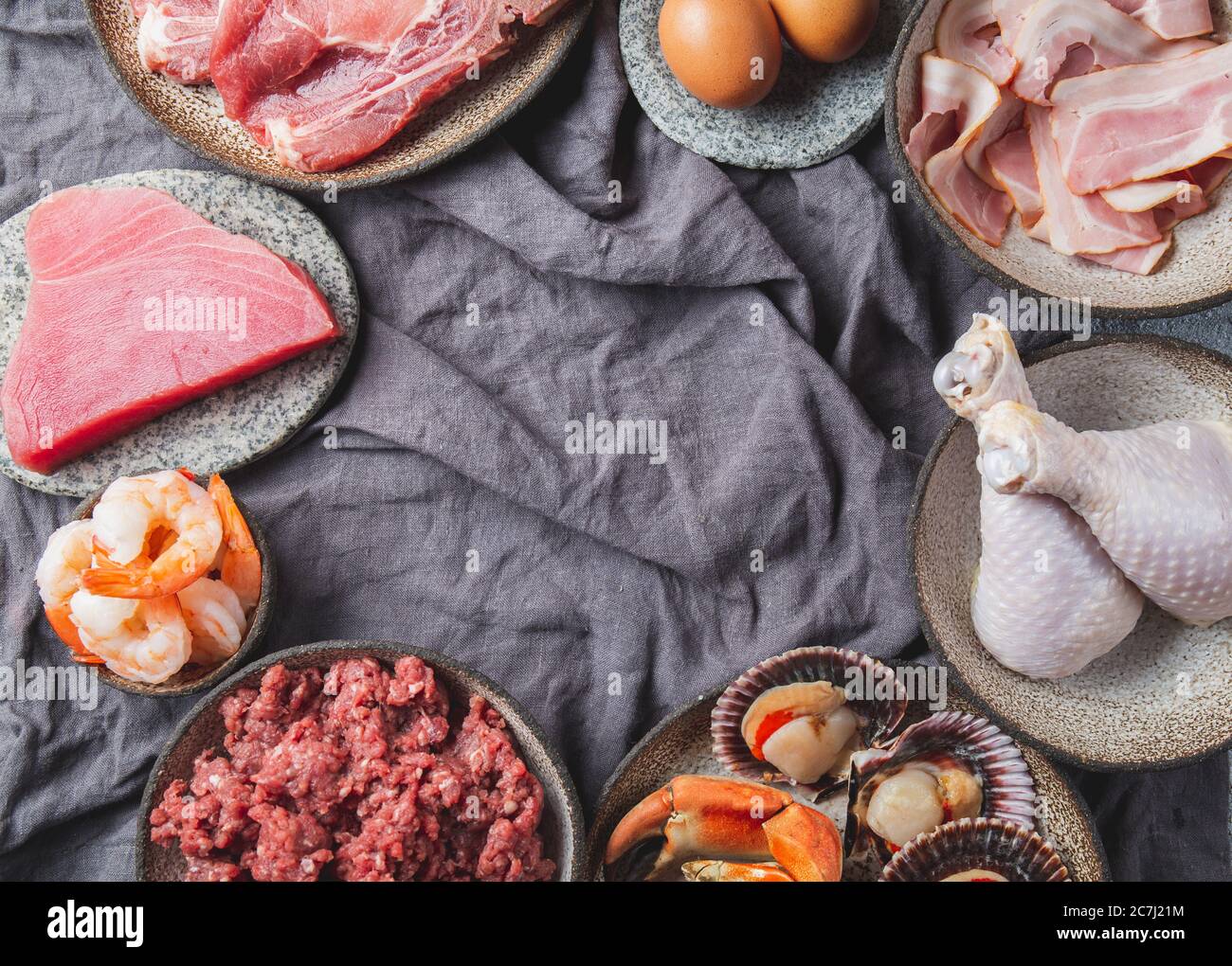 Animal protein sources background with copy space. Carnivore diet ...