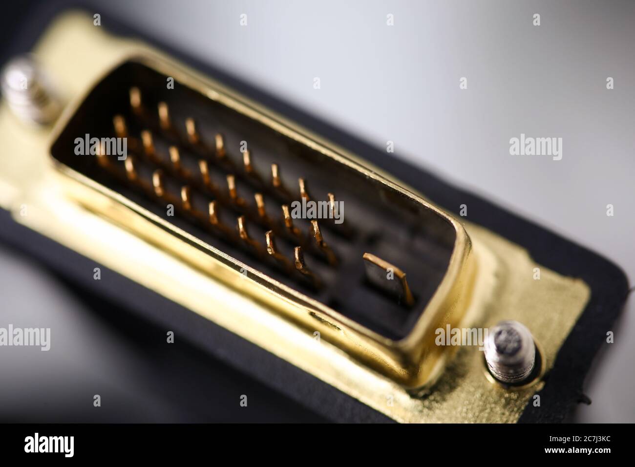 Male dvi connector with golden pins Stock Photo - Alamy