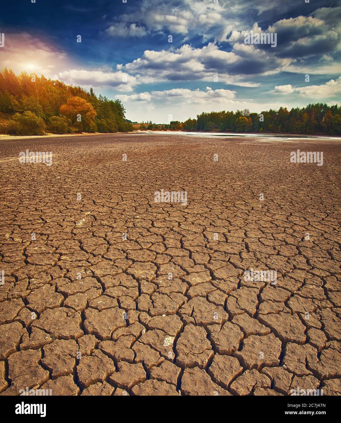 Land with dry and cracked ground. Climate change, dry lake Stock Photo ...