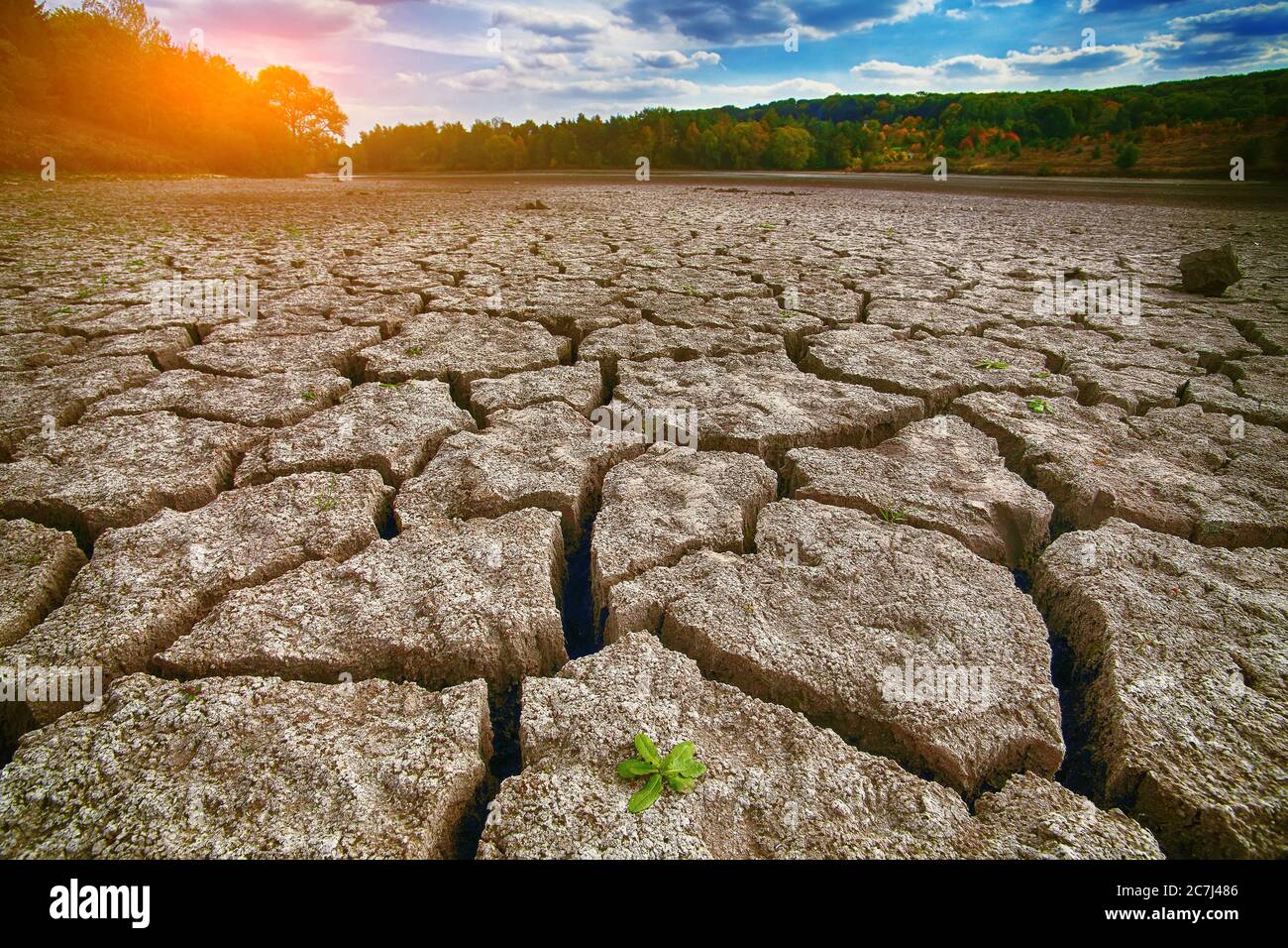 Land with dry and cracked ground. Climate change, dry lake Stock Photo ...