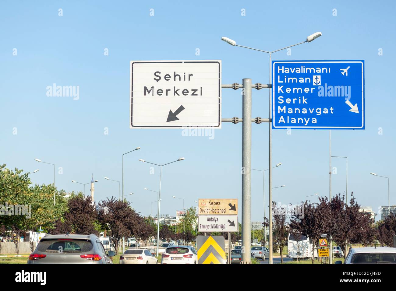Turkey / Antalya city road signs Stock Photo - Alamy