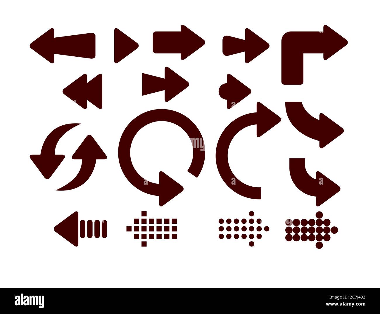 Pointers and arrows indicating the direction of movement. For signs, icons and buttons ...