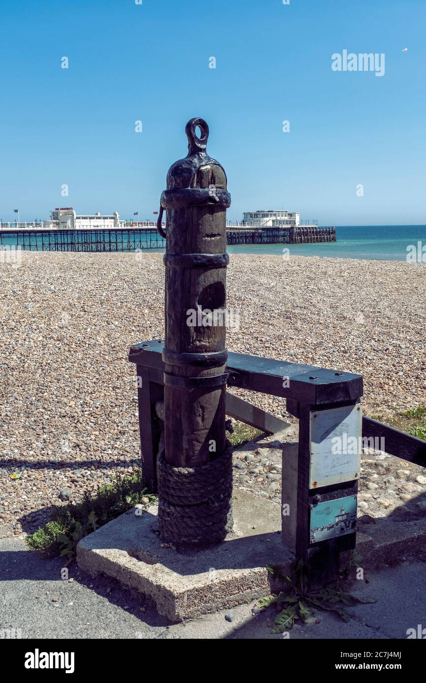 An old Capstan on display at Worthing Seafront, Sussex, England Stock ...