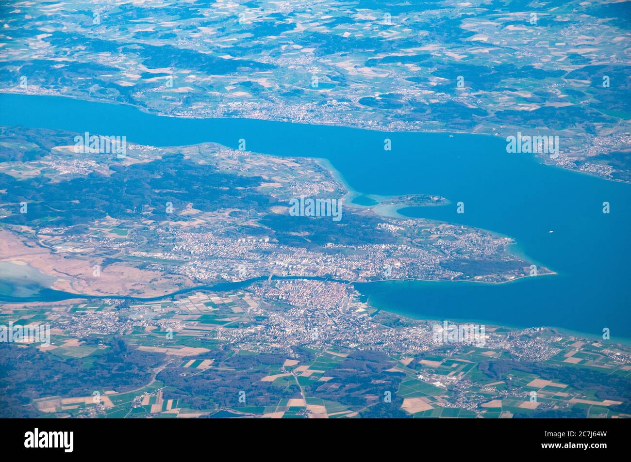 Aerial view of Konstanz, Lake Constance (Obersee Bodensee), Switzerland ...