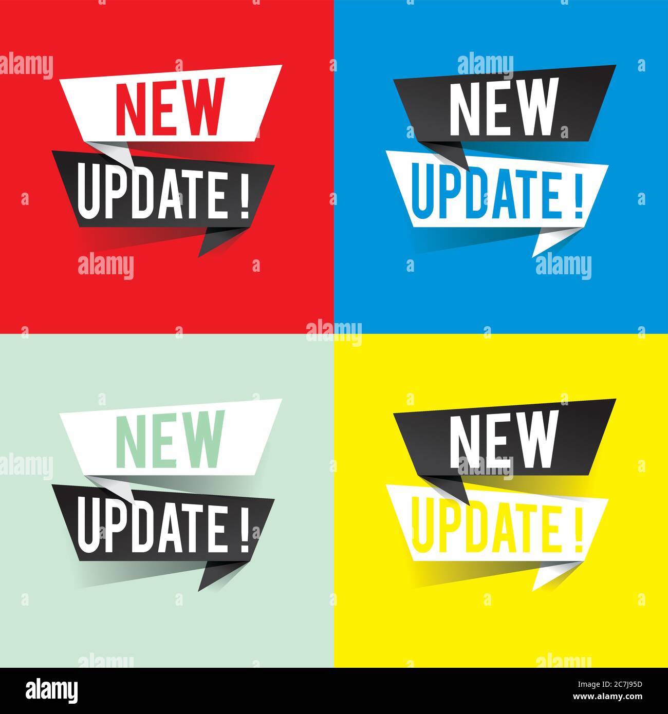 Modern design new update text on speech bubbles concept. Vector ...