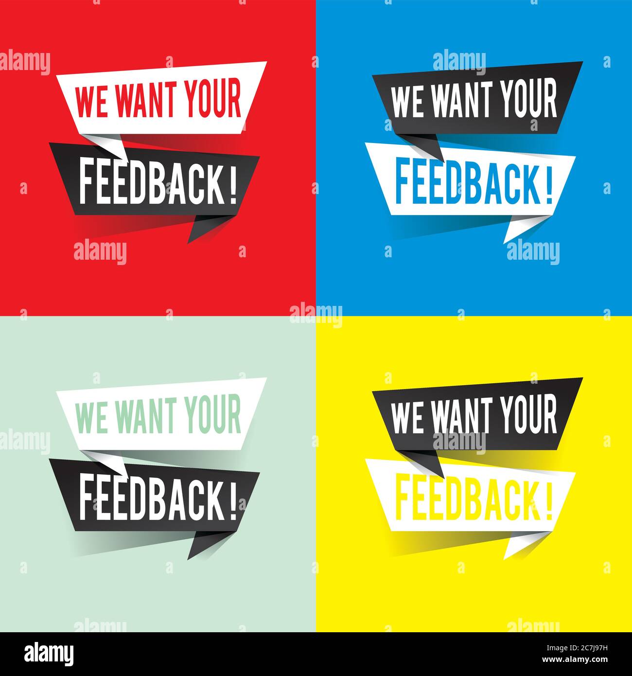 Modern design we want your feedback text on speech bubbles concept ...