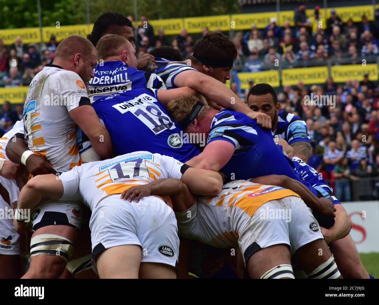 BATH, ENGLAND, UNITED KINGDOM - May 05, 2019: Bath Rugby play Wasps ...