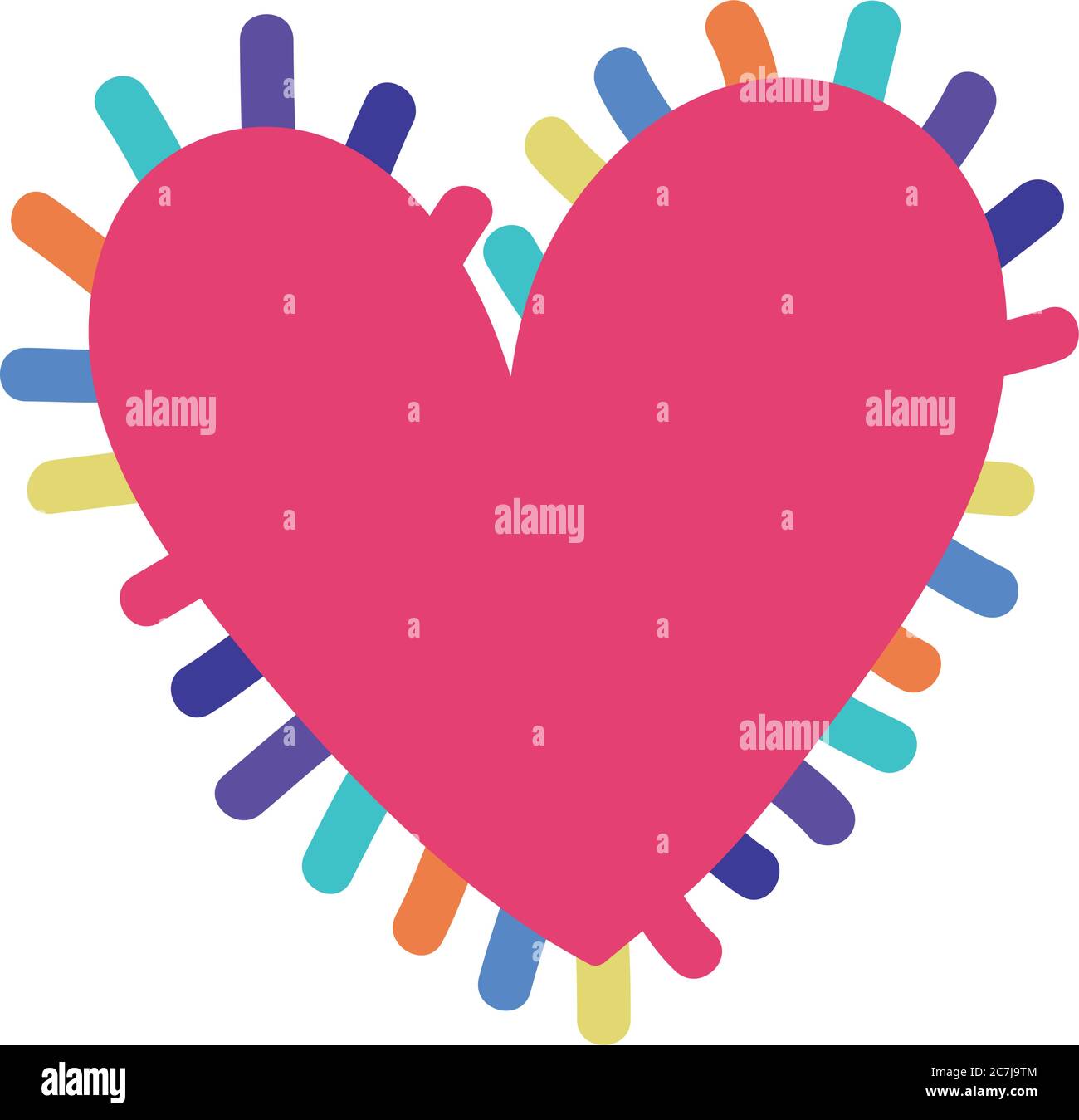 love heart colored border decoration isolated design icon vector ...