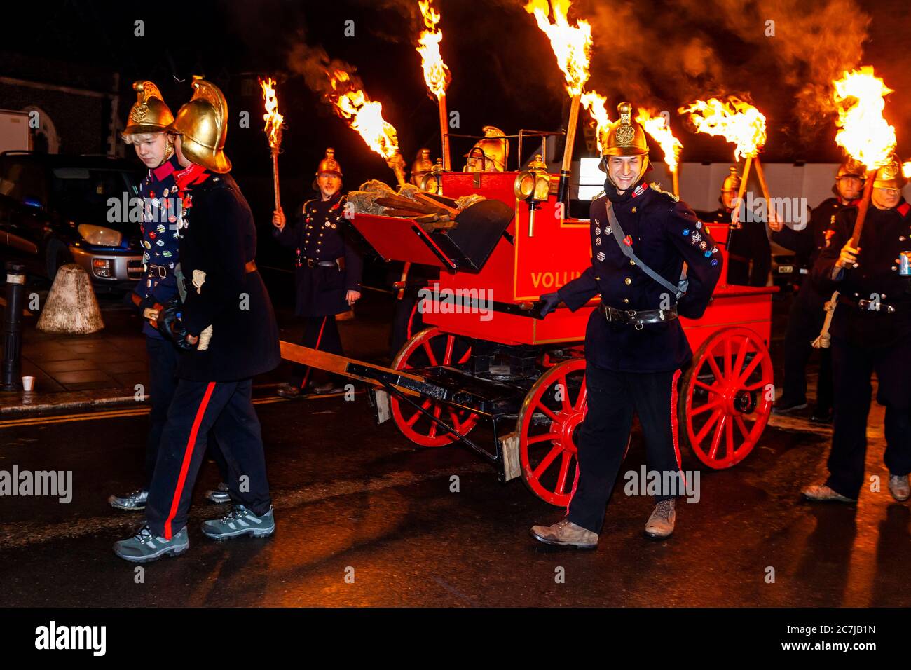 Local People Take Part In A Torchlight Procession During Bonfire Night ...