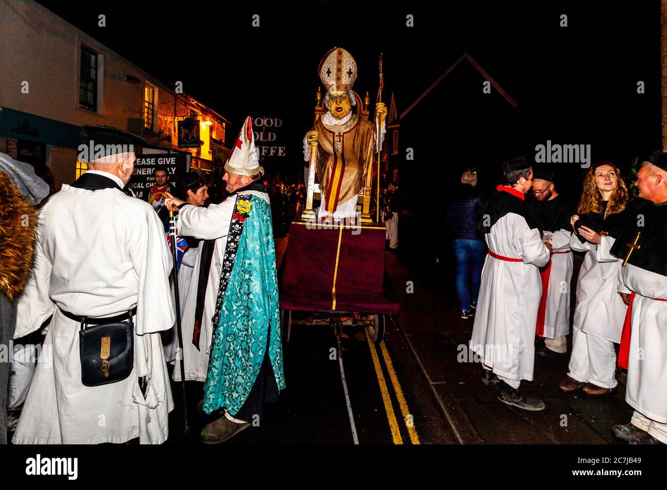 An Effigy Of The Pope Is Paraded Around The Town During Bonfire Night ...