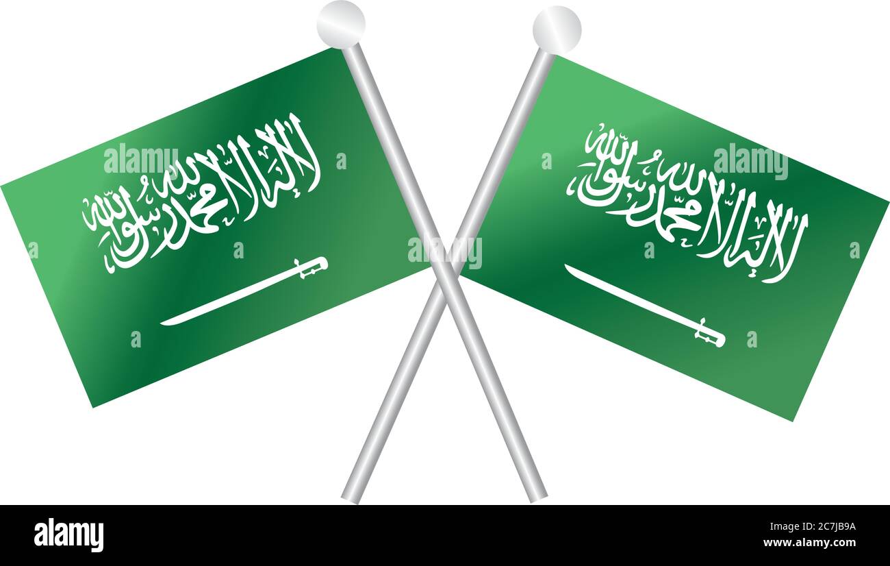 crossed flags kingdom of saudi arabia national day gradient style icon ...