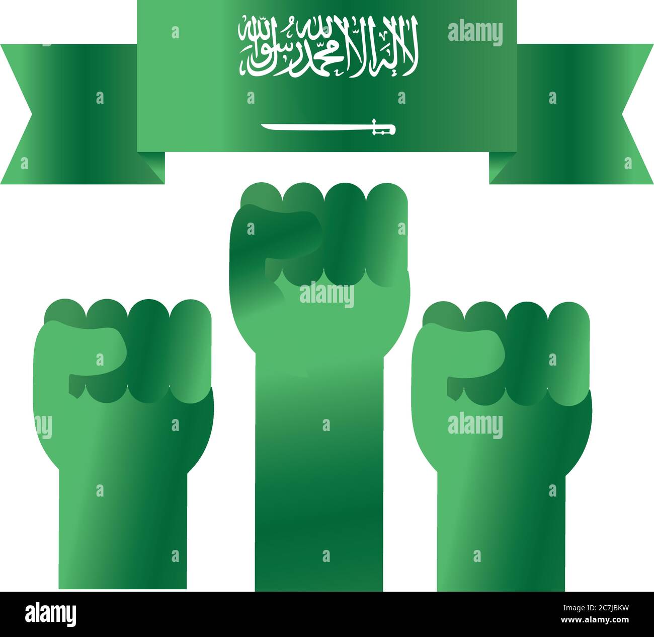 saudi arabia national day, green raised hands ribbon gradient style ...