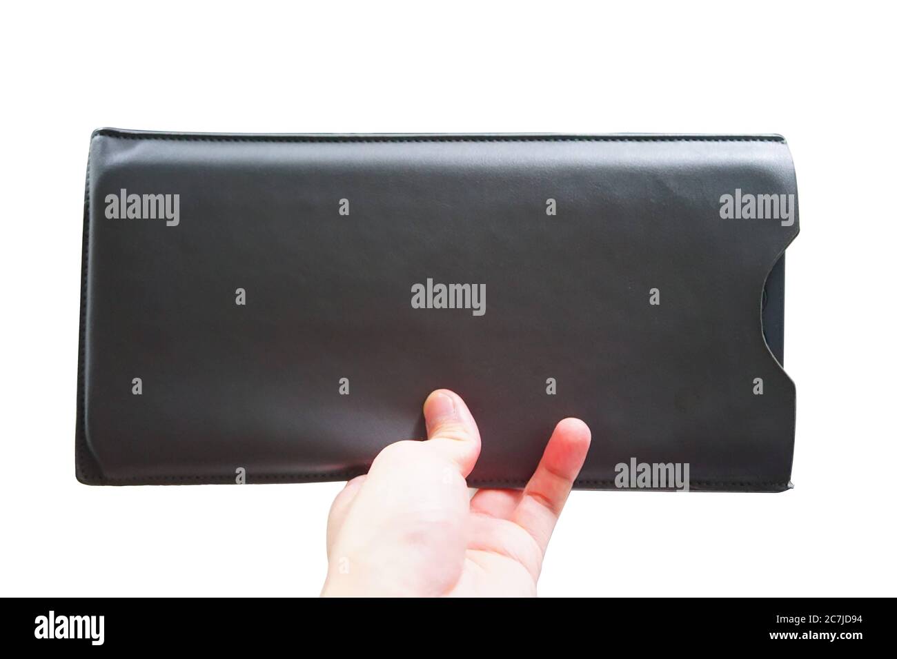 Hand holding wallet isolated on white background Stock Photo - Alamy