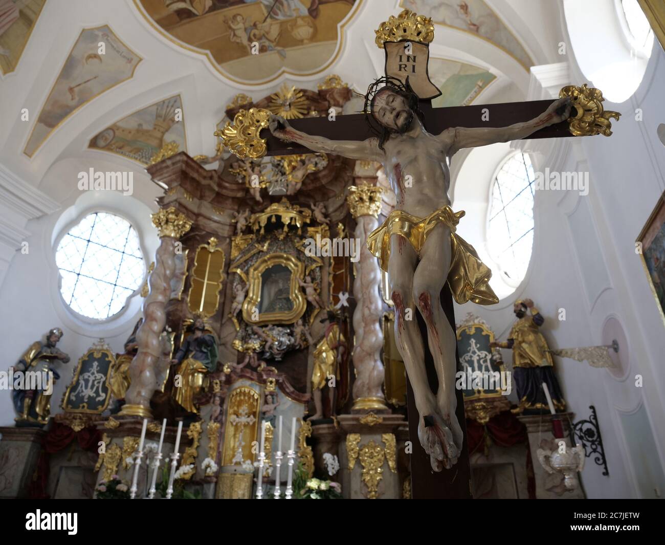 Pilgrimage church of the Assumption of the Virgin Mary with fishing ...